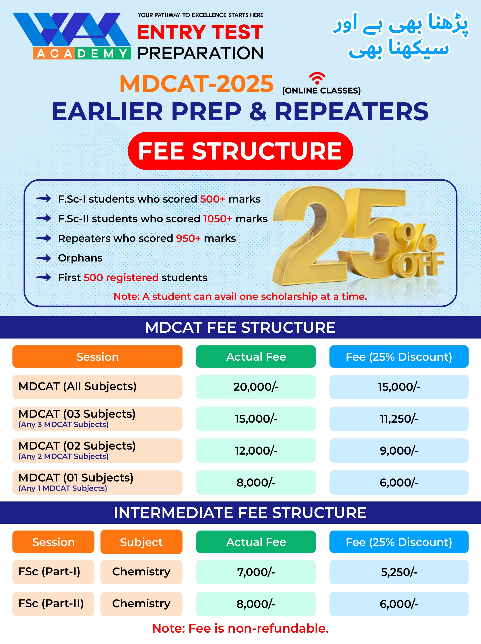 Fee Structure | WAK Academy